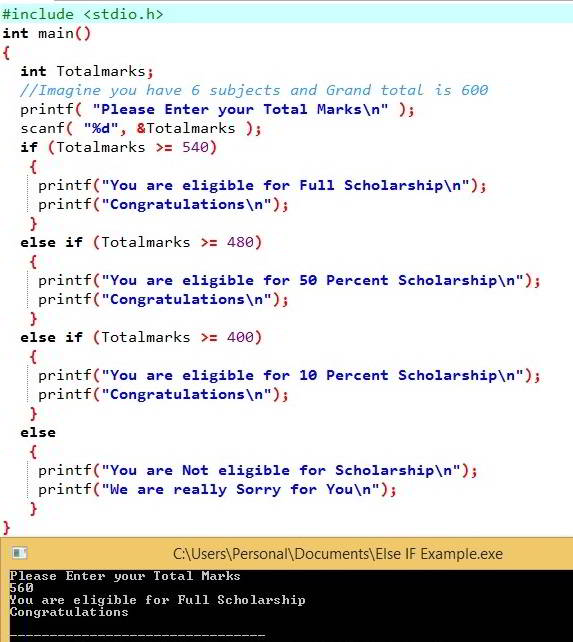 Else If Statement In C Programming