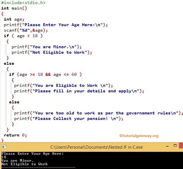 Nested If Statement In C Programming Nested If Statement