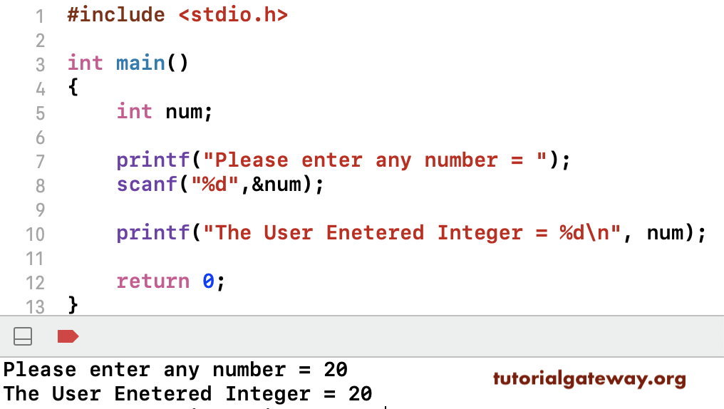 C Program To Accept User Input And Print