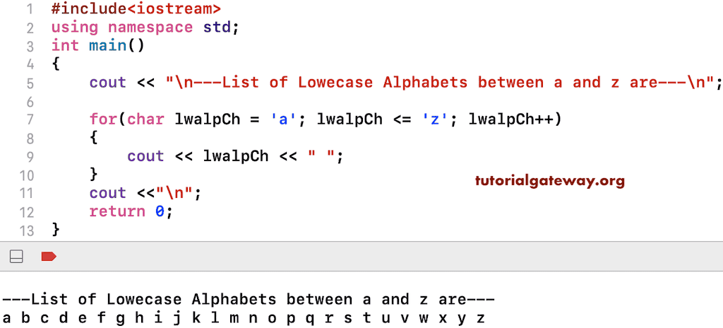 C Program To Print Alphabets From A To Z