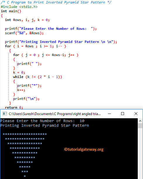 C Program To Print Equilateral Triangle Pyramid Star Pattern Images