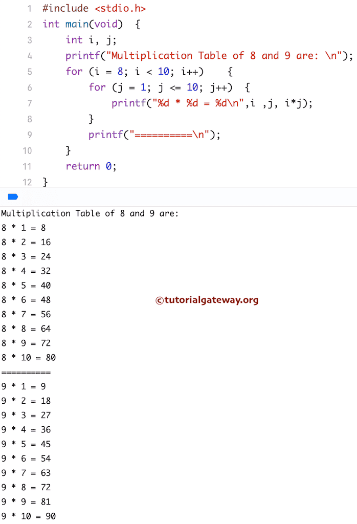 How To Write C Program To Print The Multiplication Table My XXX Hot Girl