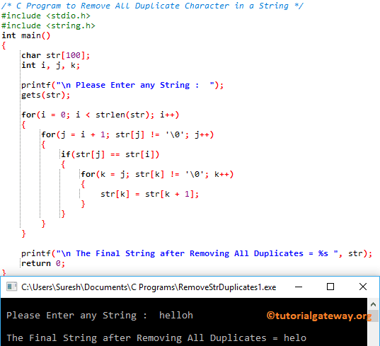 C Program To Remove Given Character From String Quescol Riset