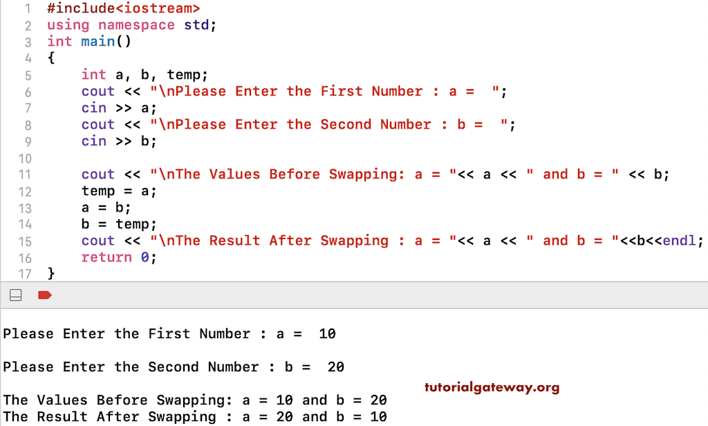 C Program To Swap Two Numbers