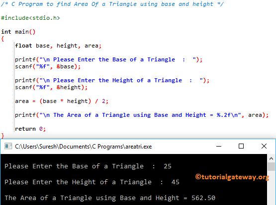 How To Find Area Of Triangle In C Program Haiper