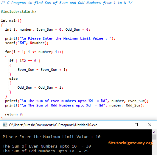 C Program To Calculate Sum Of Odd Numbers Codingalpha Mobile Legends