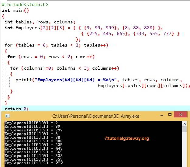 Multi Dimensional Array In C Programming