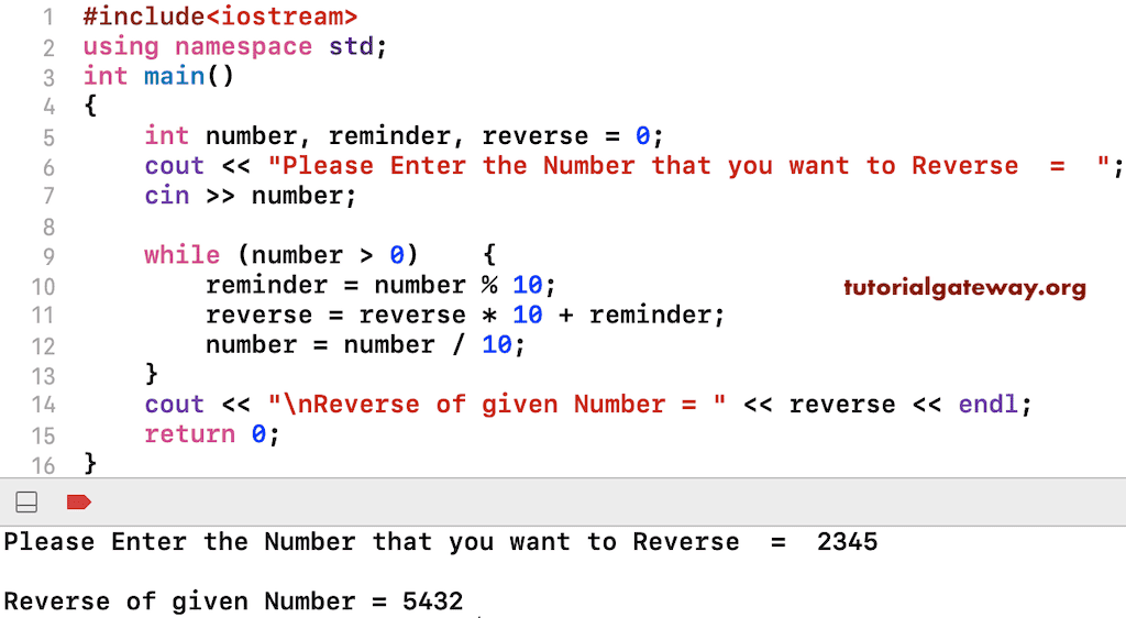 C Program To Reverse A Number