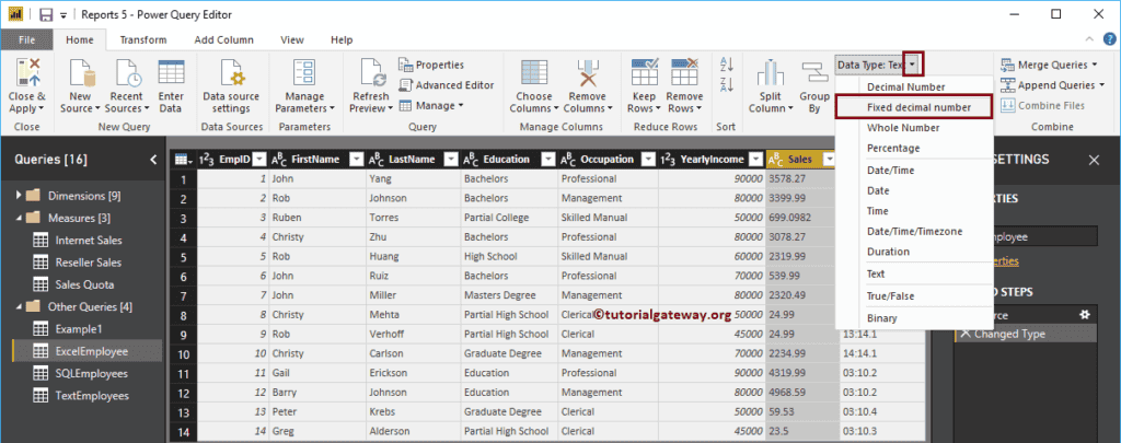 Change Data Types Of A Column In Power BI