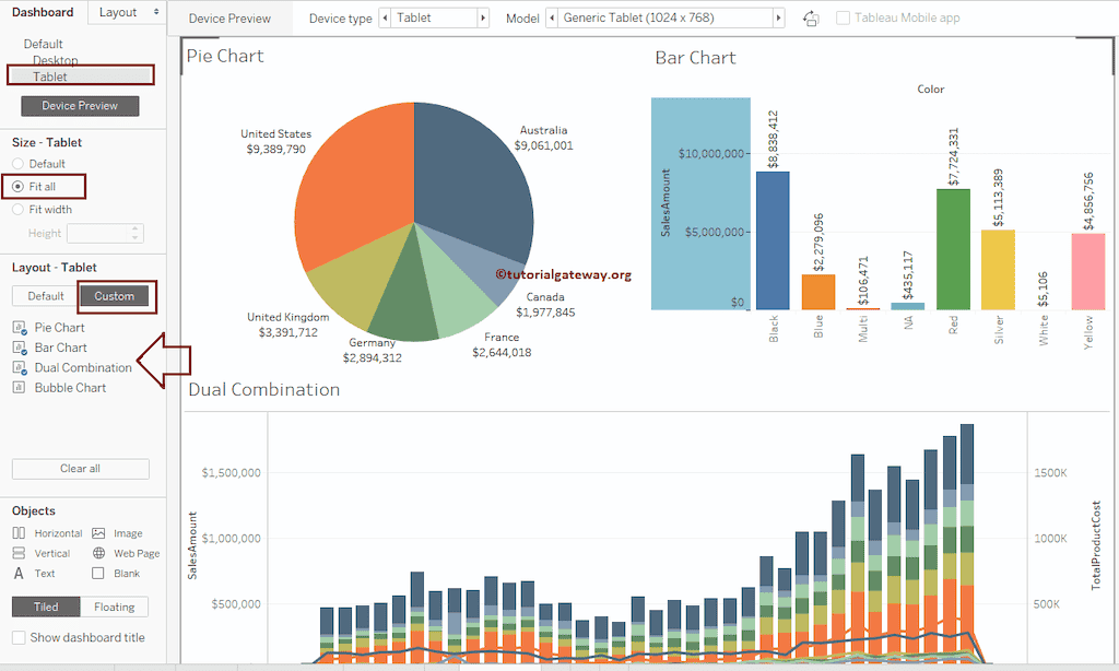 Create Tableau Dashboard Device Preview