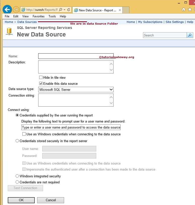 Create Shared Data Source In SSRS Report Manager