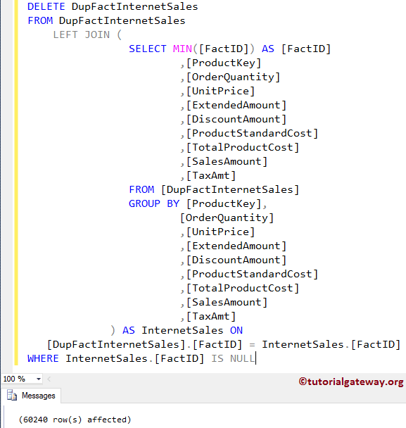 Delete Duplicate Rows In SQL Server