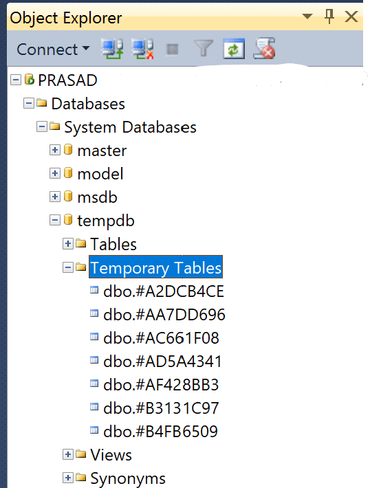 SQL Server Local Global Temp Tables