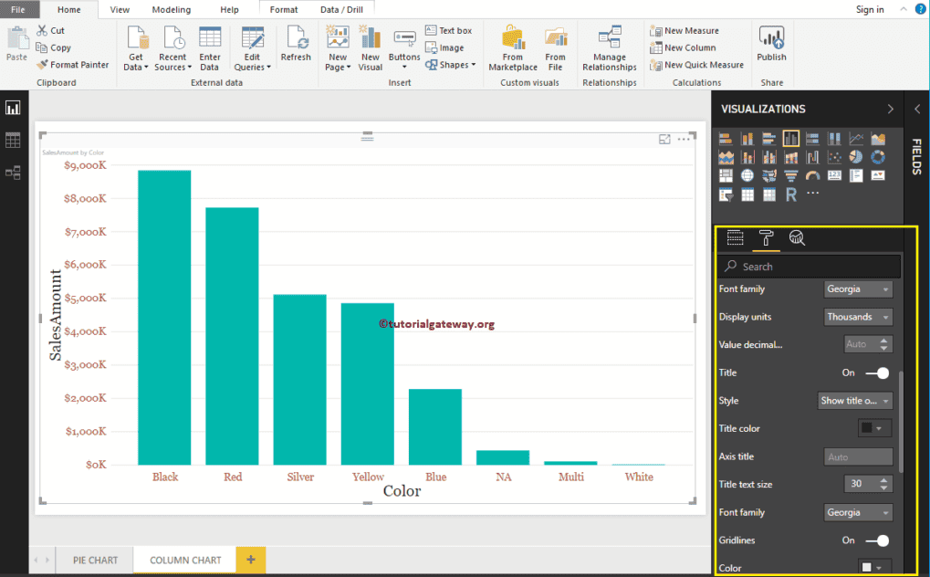 Format Power BI Column Chart