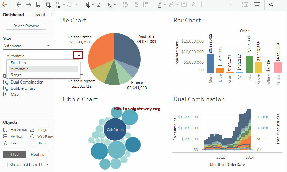 Format Tableau Dashboard Layout