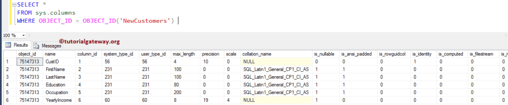 Get Column Names From Table In SQL Server