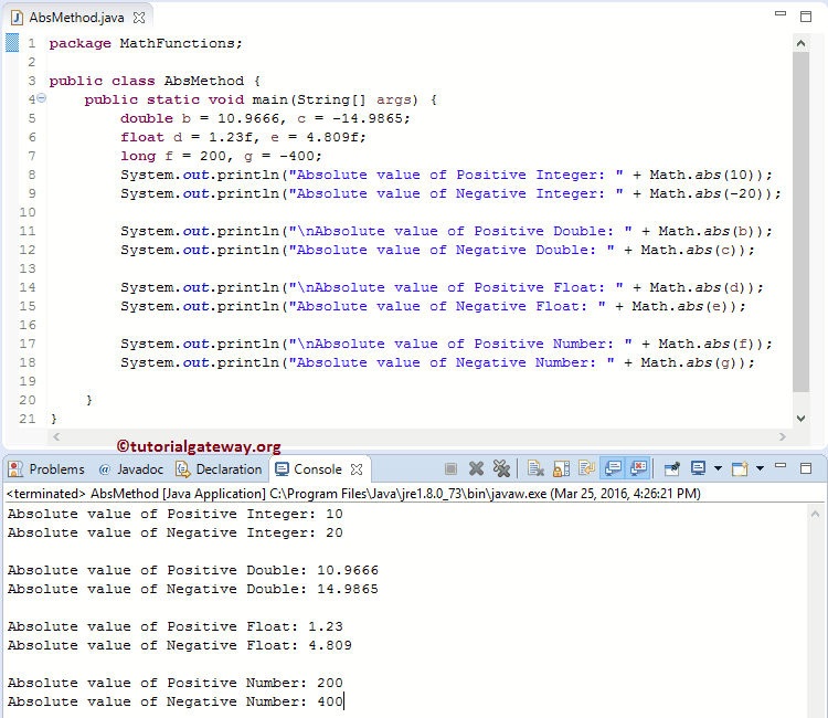 Java Abs Method To Find Absolute Value