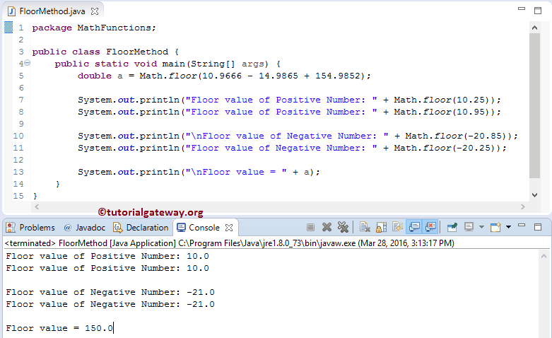 Java Floor Function