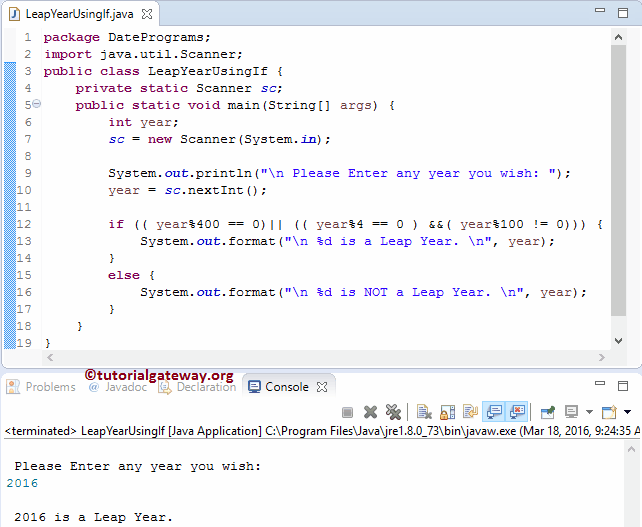 Java Leap Year Program