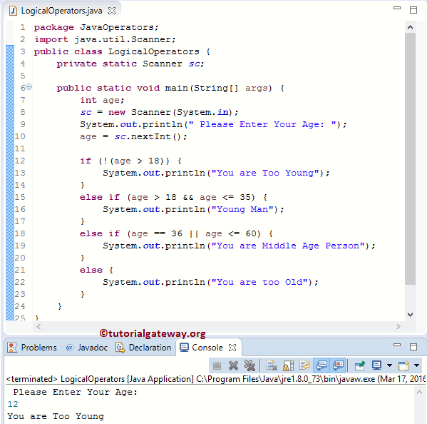Java Logical Operators