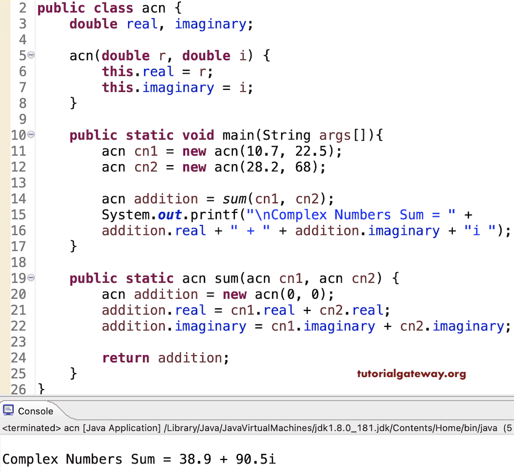 Java Program To Add Two Complex Numbers Gambaran