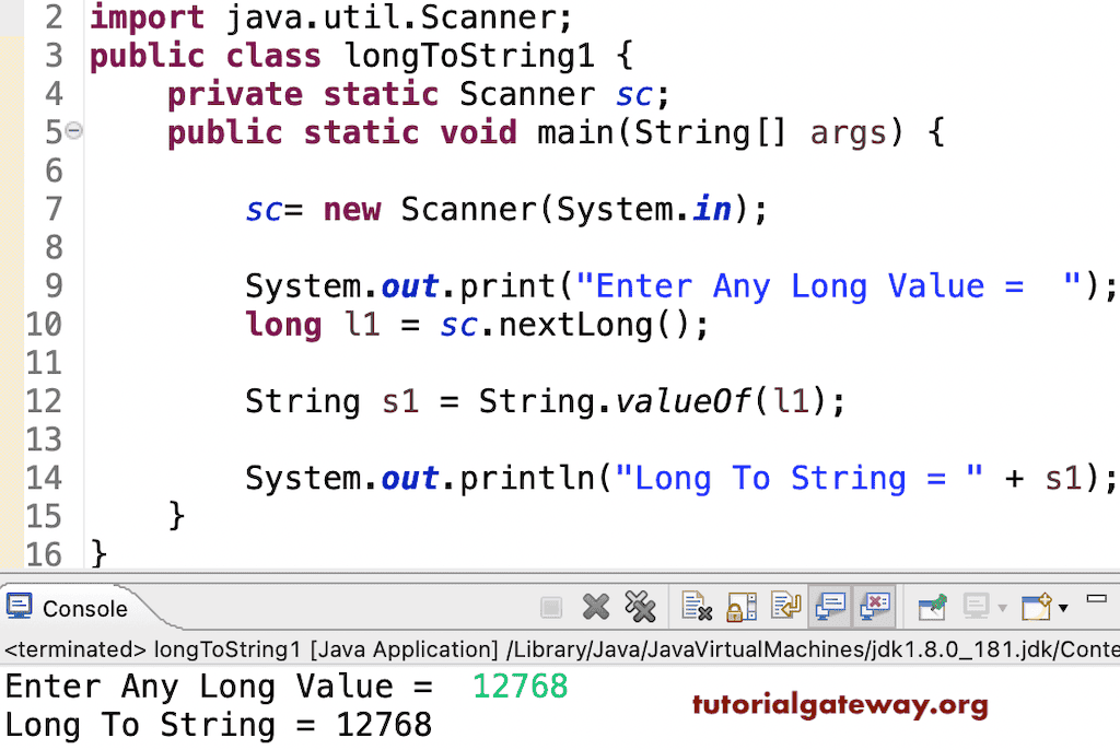 Java Program To Convert Long To String