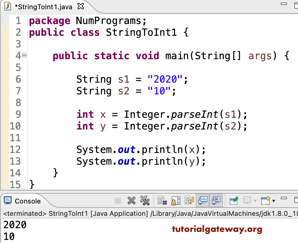 Java Program To Convert String To Int