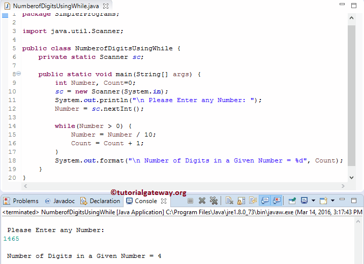 Java Program To Count Number Of Digits In A Number