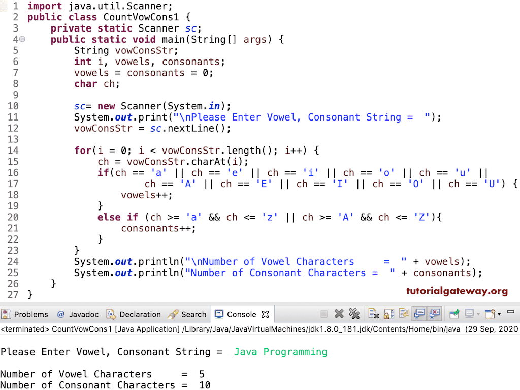 Simple Java Program To Count The Number Of Vowels Images