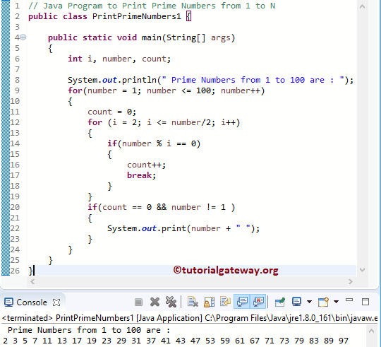 Java Program To Print Prime Numbers From 1 To N LaptrinhX