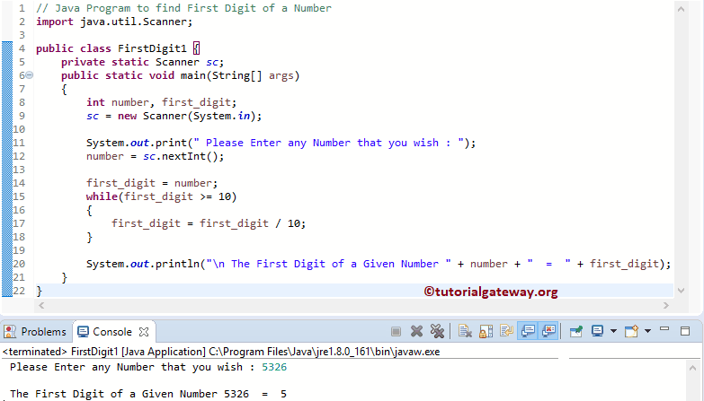 Java Program To Find First Digit Of A Number