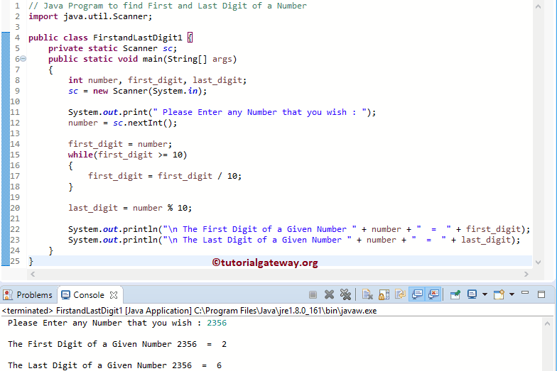 Java Program To Find First And Last Digit Of A Number