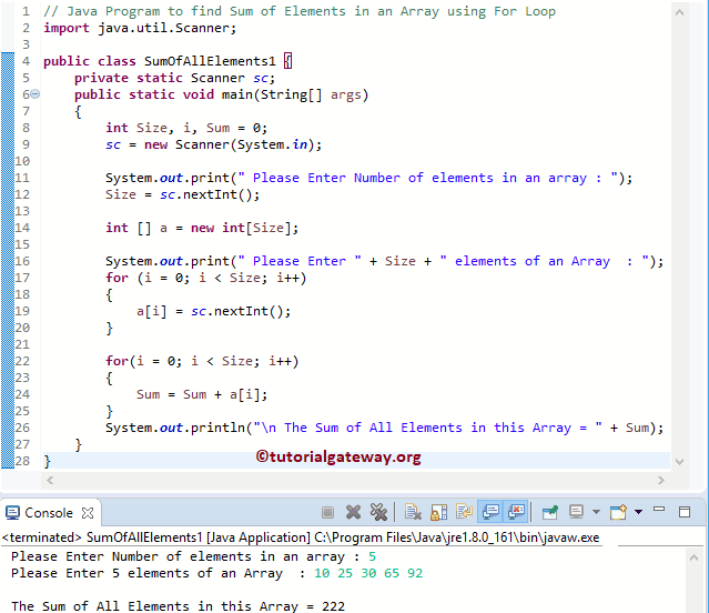 Java Program To Find Sum Of Elements In An Array LaptrinhX