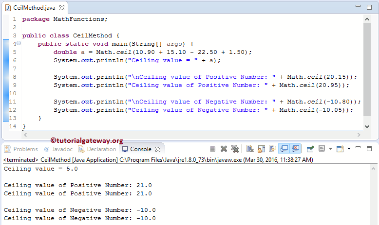 Java Ceil Function