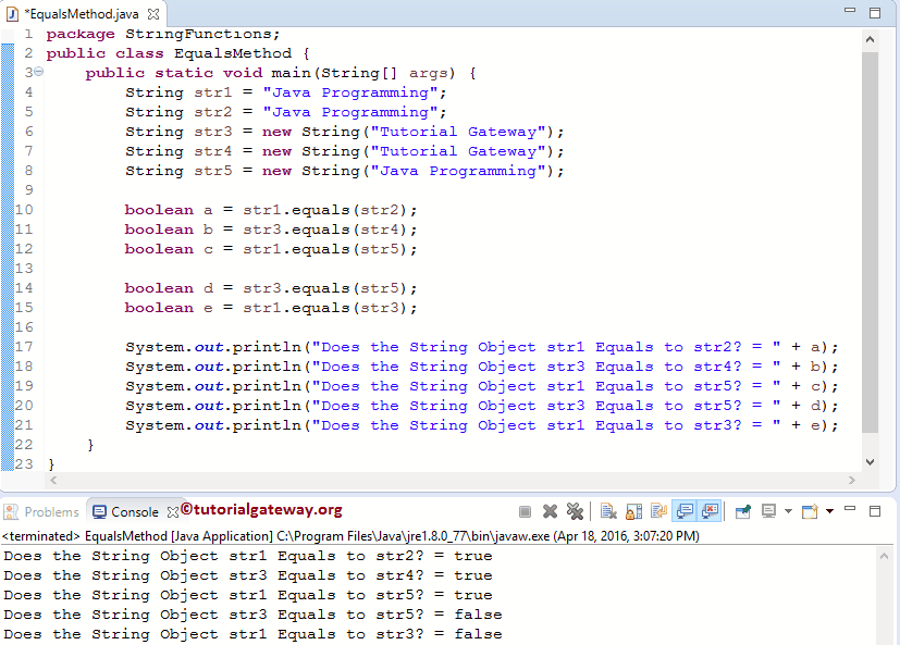 Java Equals Method