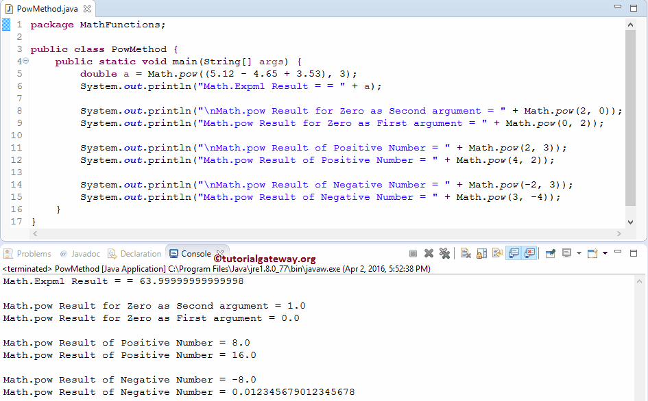 Java Pow Function