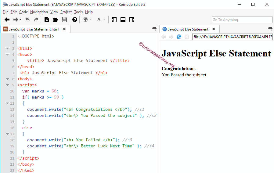 JavaScript If Else Statement