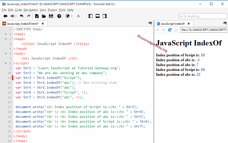 JavaScript IndexOf