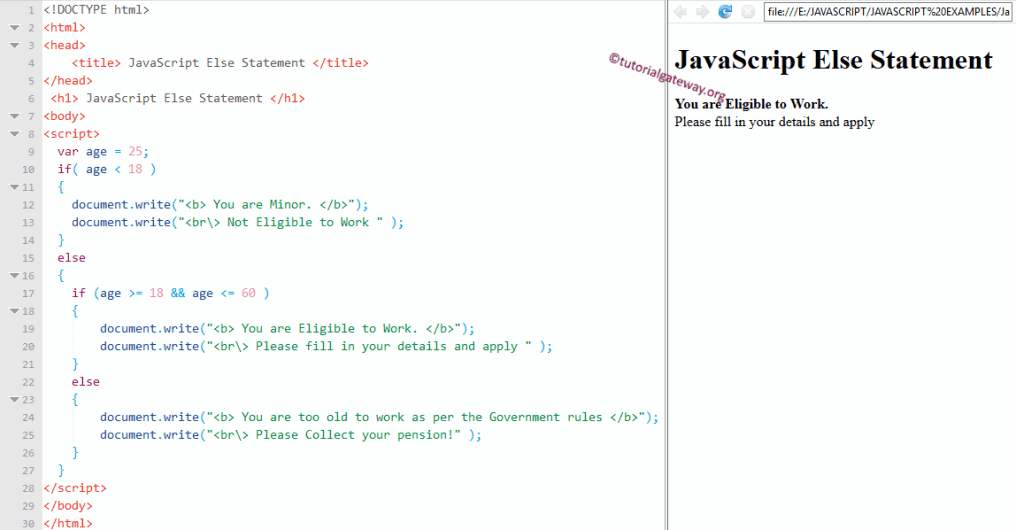 JavaScript Nested If Statements