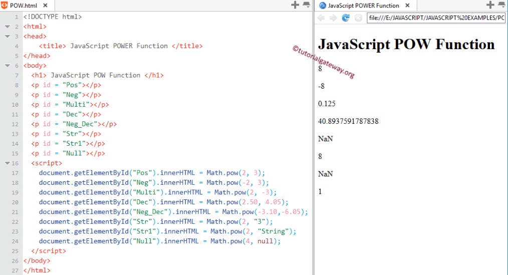 JavaScript POW Function