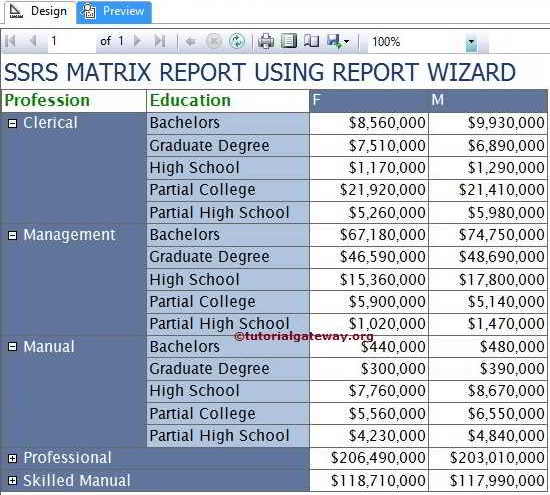 Creating SSRS Matrix Report Using Report Wizard