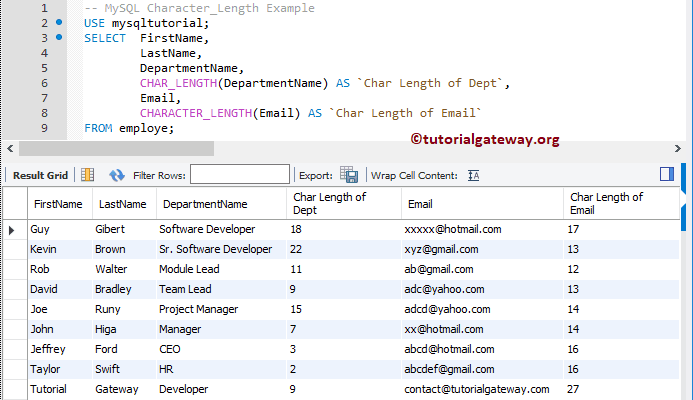 MySQL Char Length Character Length Function