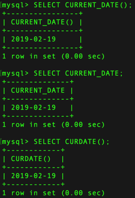MySQL Current Date