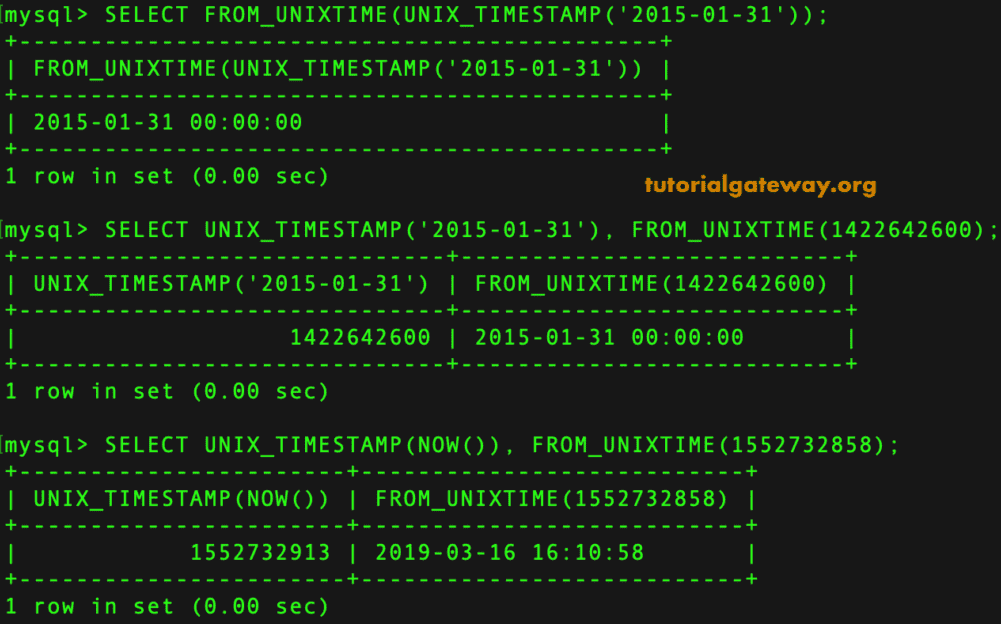 MySQL FROM UNIXTIME