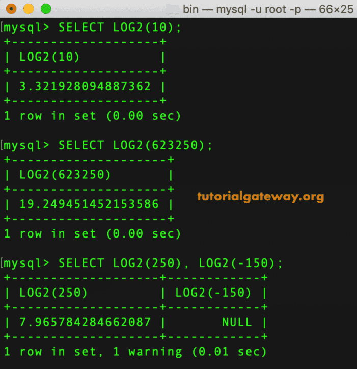 MySQL LOG2 Function MySQL LOG2 Function