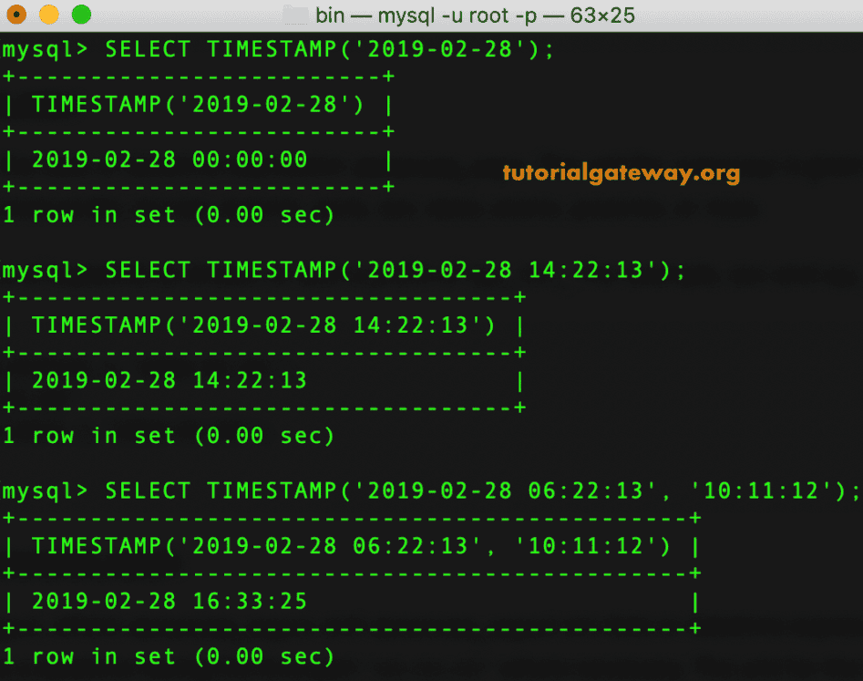 MySQL TIMESTAMP Function