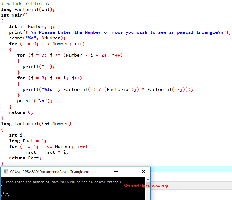 How To Print Pascal Triangle In C With Source Code Algorithms Images