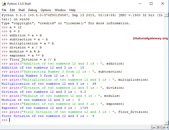 Python Arithmetic Operators