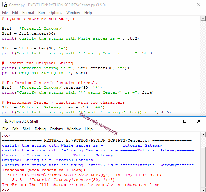 What Is Center In Python PspDev