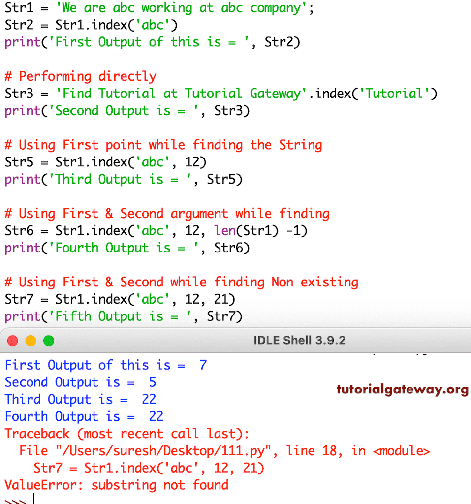 Indexing Python